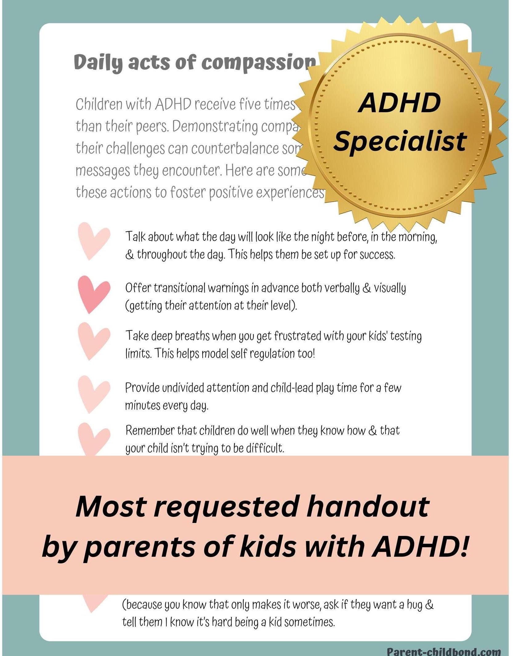Positive Parenting Handout Behavior Resource ADHD Parent Behavior ...