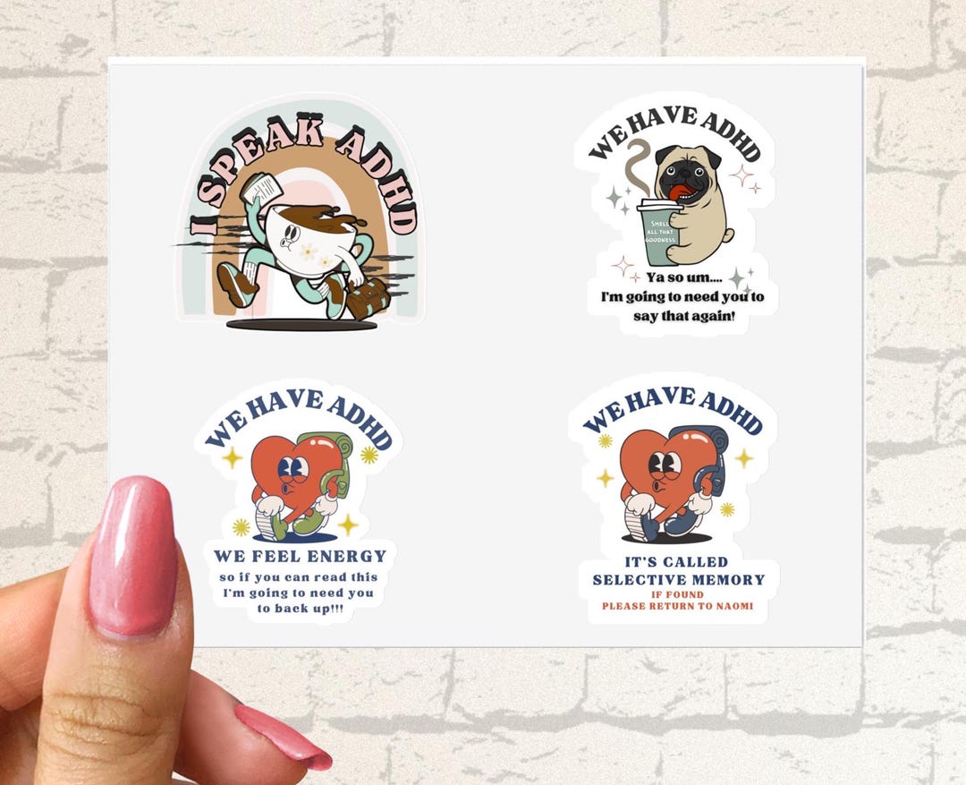 Funny ADHD Sticker Sheets Dog Lover Stickers Coffee Lover Sticker ...