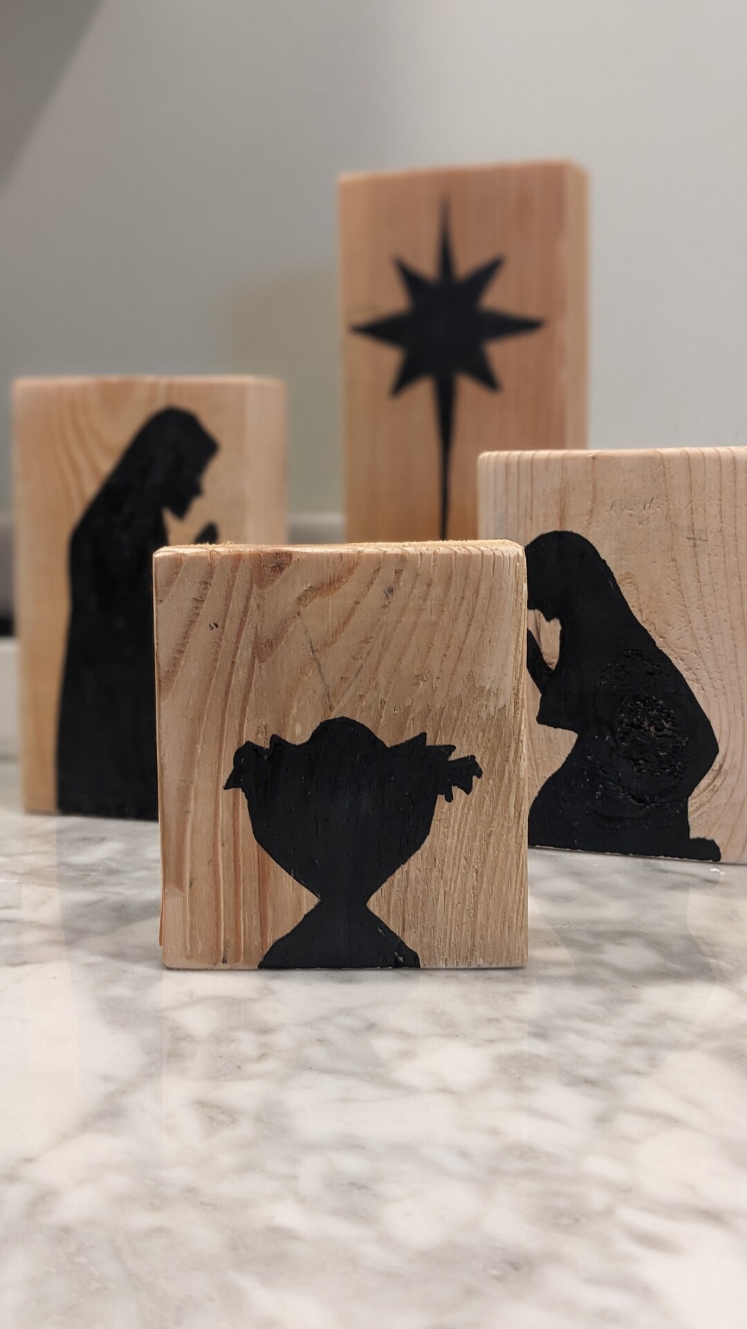 Wood Block Nativity Set for Christmas and Holidays, 4 Piece, Custom and ...