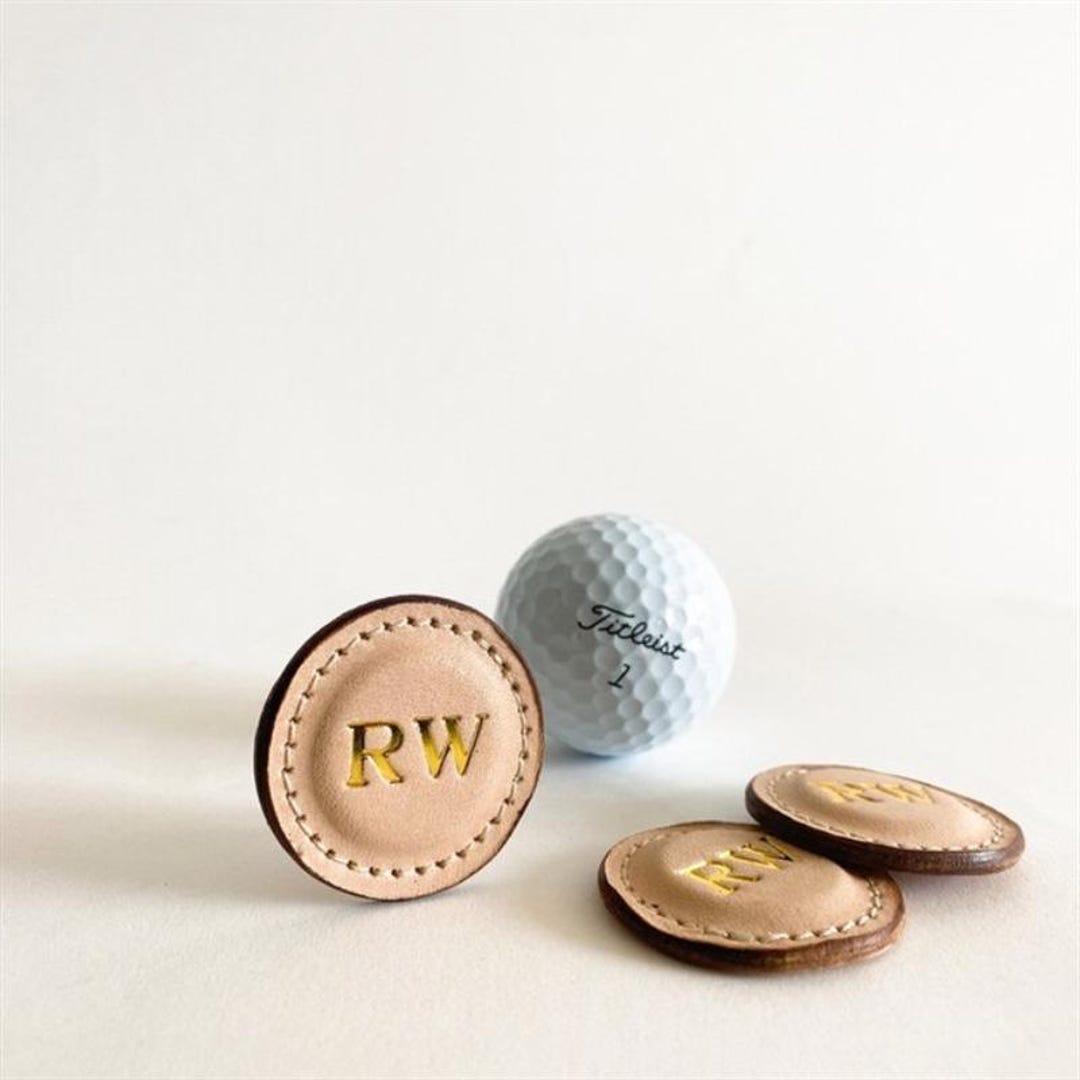 Personalized Letter Leather Golf Ball Markers, Leather Golf Ball ...