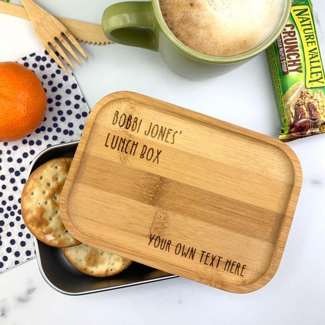 Custom Lunch Box, Wooden Lid Lunch Box, Name Lunch Box, Engraved Lunch ...