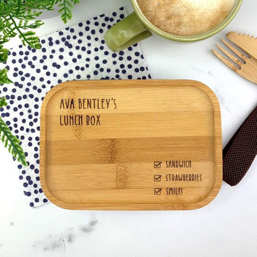 Custom Lunch Box, Wooden Lid Lunch Box, Name Lunch Box, Engraved Lunch ...