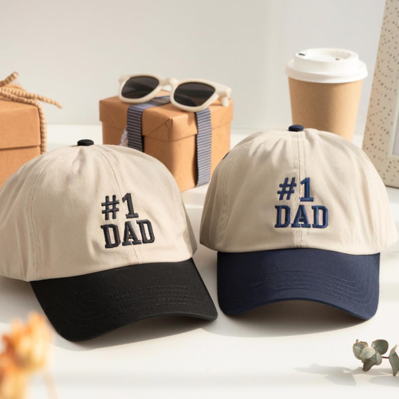 Number 1 Dad Embroidered Cap #1 Dad Cap #1 Dad Hat #1 Two-tone Baseball ...