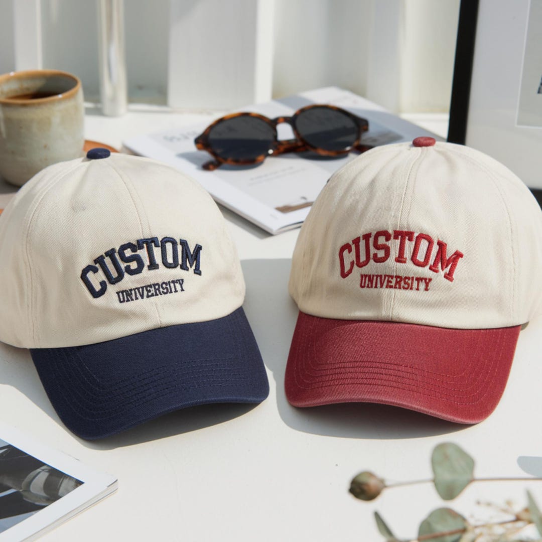 Custom College Name Embroidered Baseball Cap, Two-tone Adjustable Hat ...
