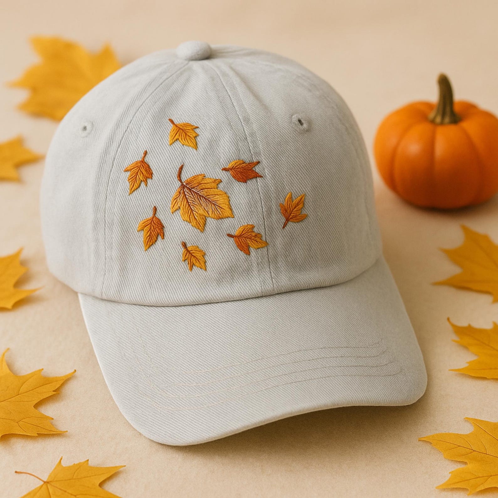 Hand-embroidered Maple Leaf Baseball Cap, Washed Cotton Autumn Hat - Etsy