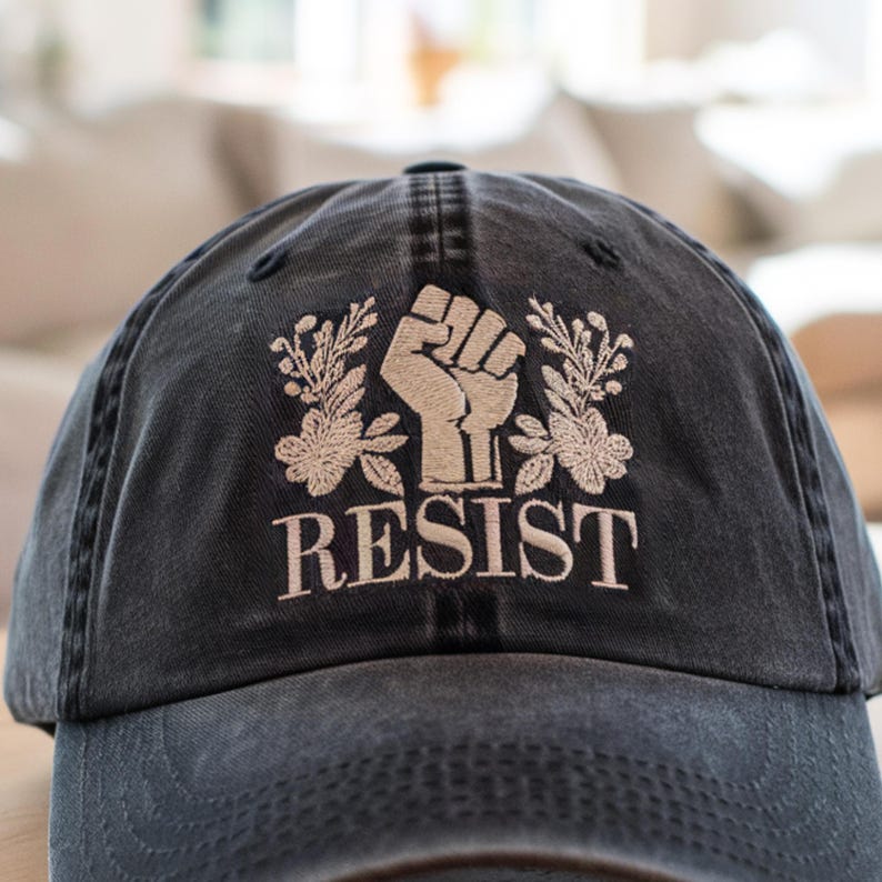 Floral Resist Embroidered Hat, Political Protest Baseball Cap - Etsy