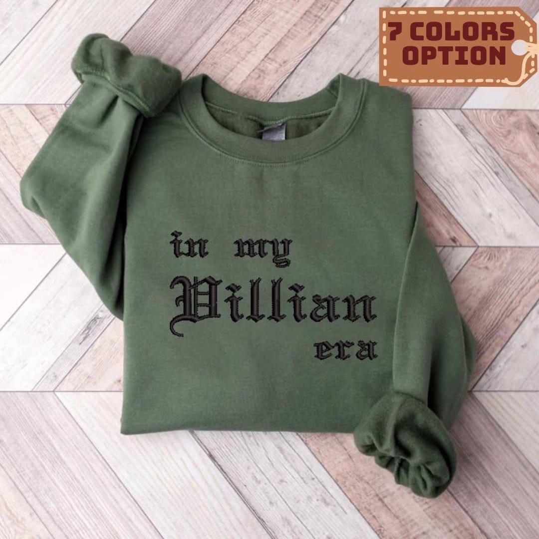 Embroidered in My Villain Era Black Ver Sweatshirt, Villain Sweater, Embroidery Oversized Book ...