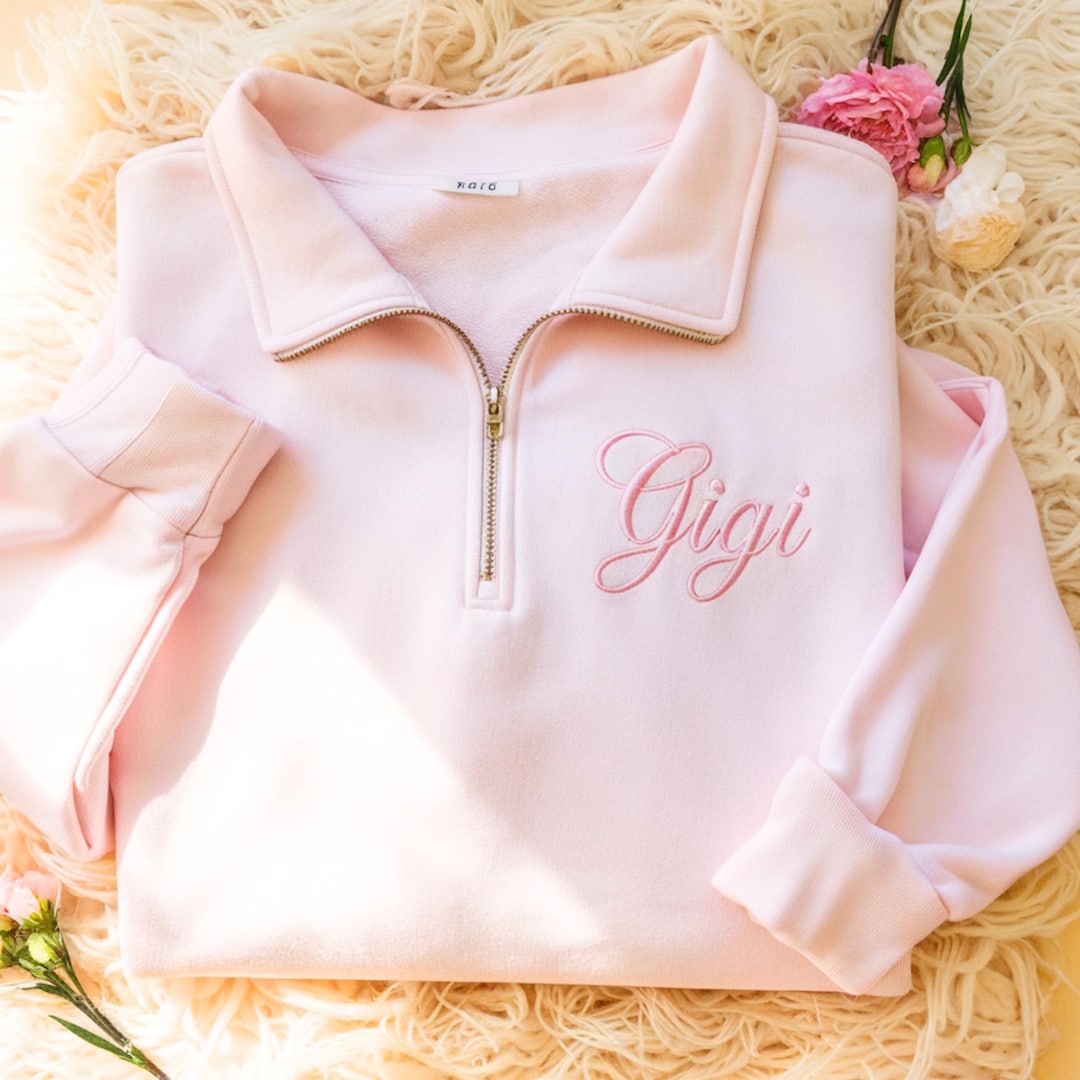 Embroidered Gigi Quarter Zip Sweatshirt: Grandma Gift, Mother's Day ...