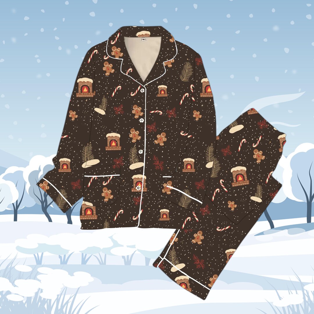 Gingerbread Christmas Pajamas Set, Gingerbread Christmas Shirt ...