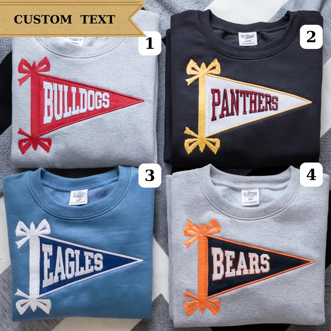 Embroidered Embroidered Custom Mascot Pennants Flag Sweatshirt, Pennant ...