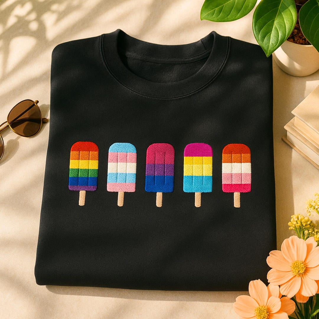 LGBT Rainbow Popsicles Embroidered Shirt LGBTQ Pride Embroidered ...