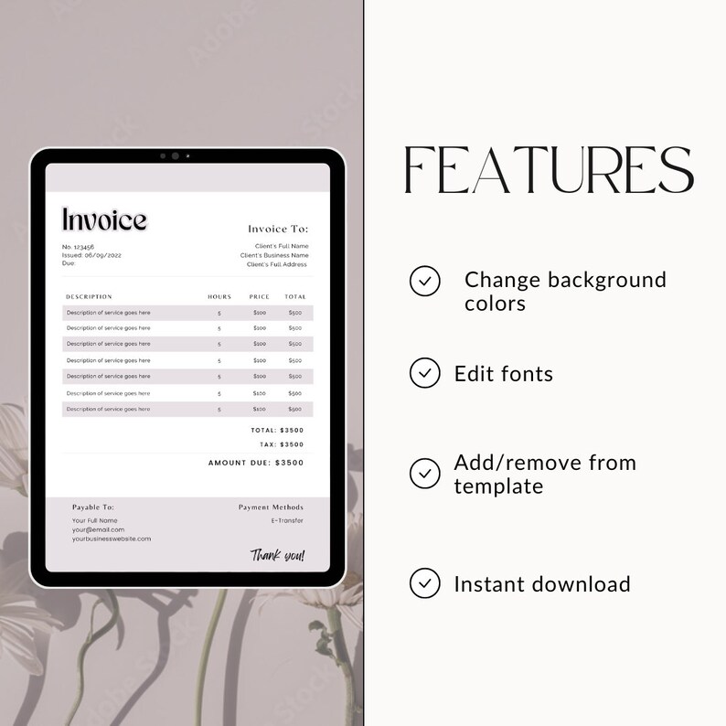 Invoice Template Minimalist Invoice Template Printable Small Business ...