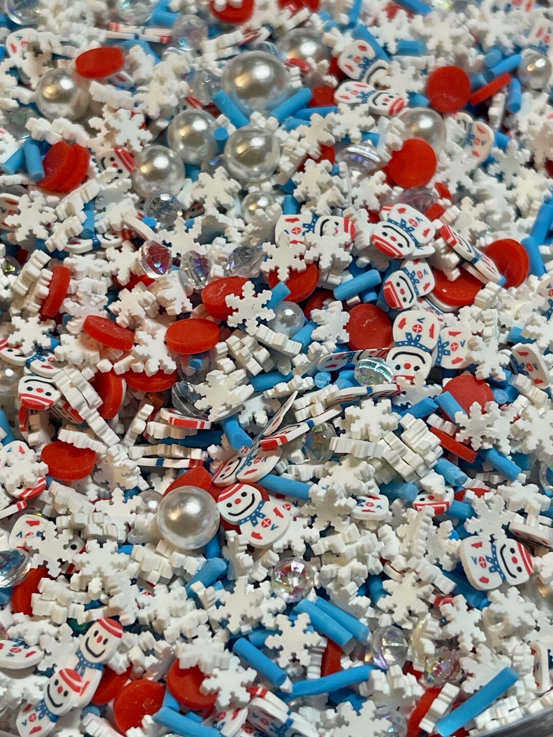 5mm Polymer Christmas Mix Two, Snowman, Snow Flake, Pearls, Christmas ...