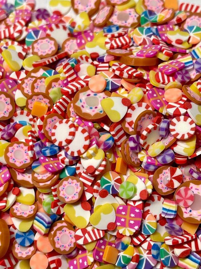 Candy Land Mixture Polymer Clay Slice, Fake Bake Sprinkles, Faux Craft ...