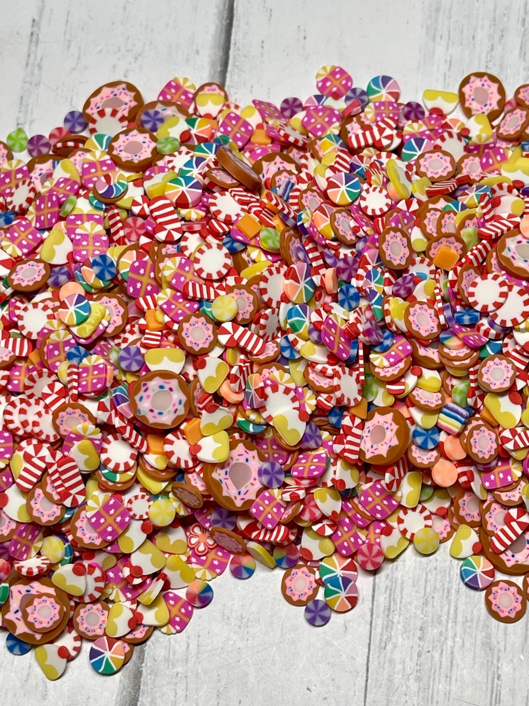 Candy Land Mixture Polymer Clay Slice, Fake Bake Sprinkles, Faux Craft ...