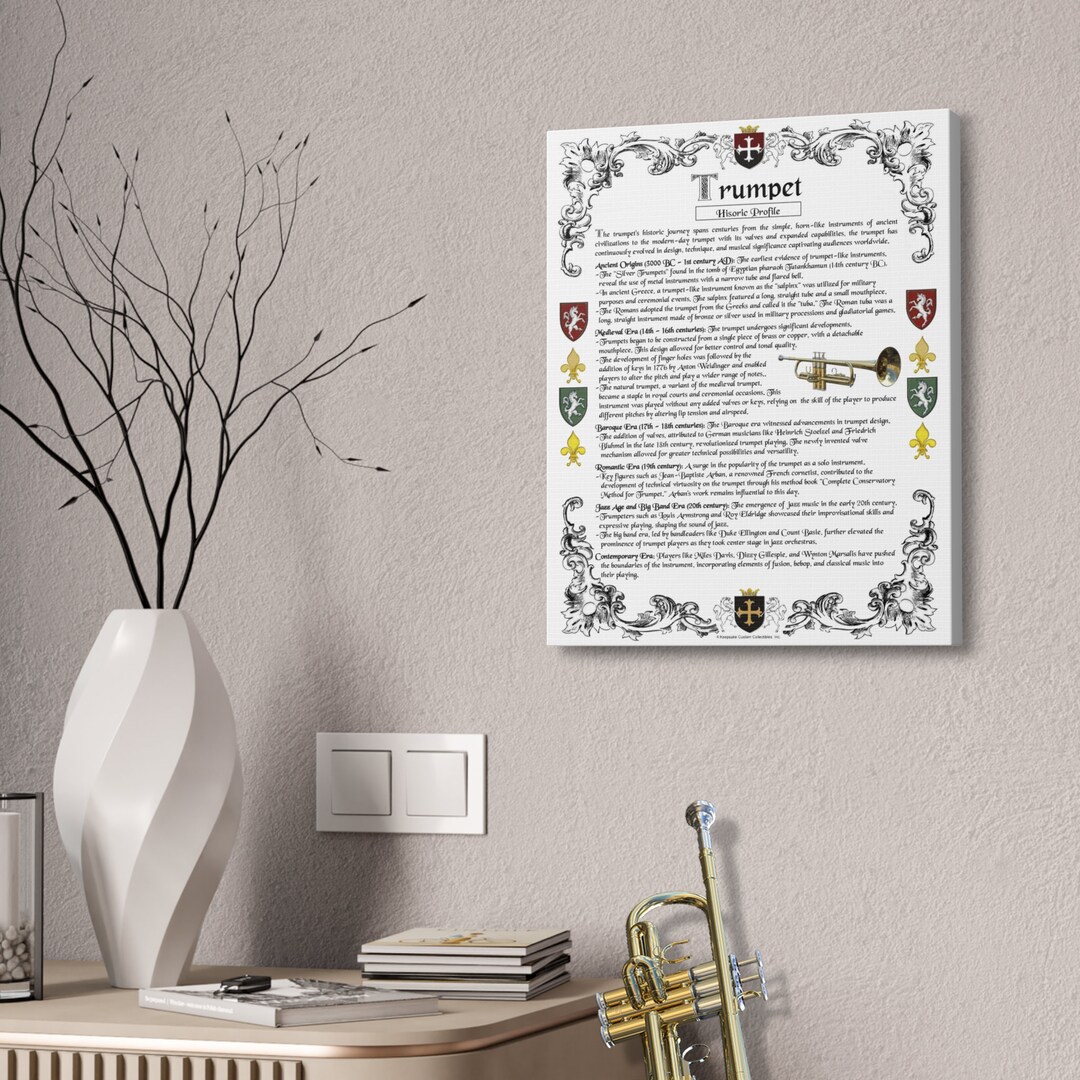 Trumpet Historic Profile Canvas Wraps, Music Wall Art, Music Wall Decor ...