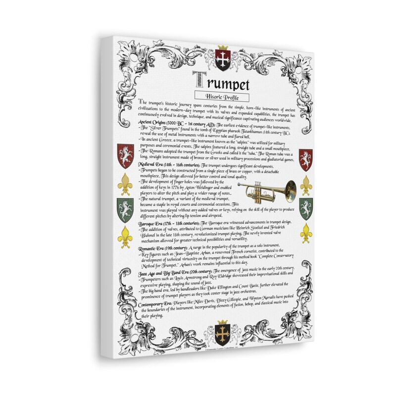 Trumpet Historic Profile Canvas Wraps, Music Wall Art, Music Wall Decor ...