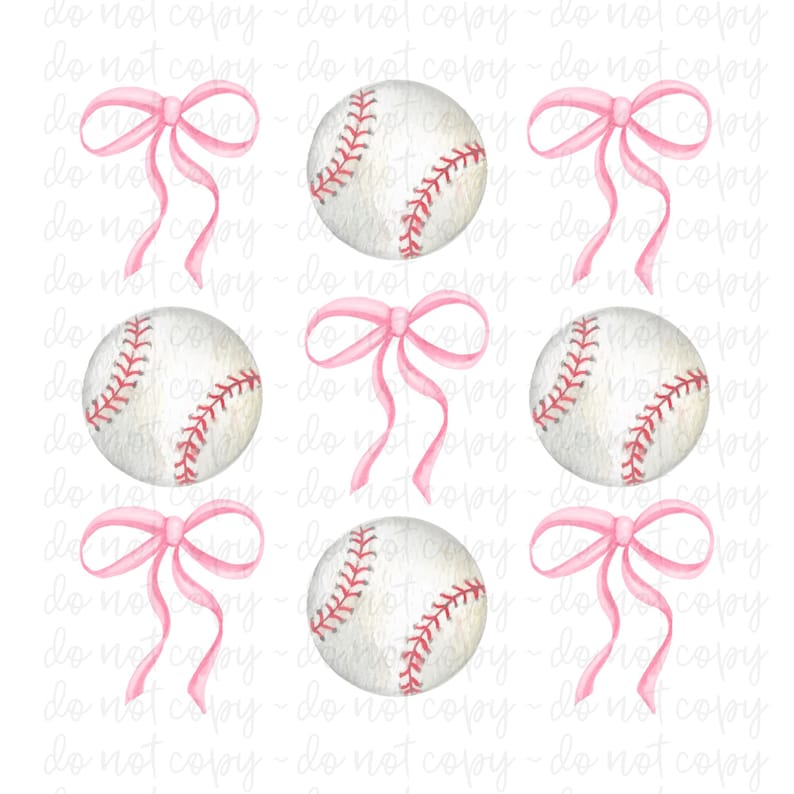 Baseball Png 3x3 Bows Coquette Watercolor Girl Png - Etsy