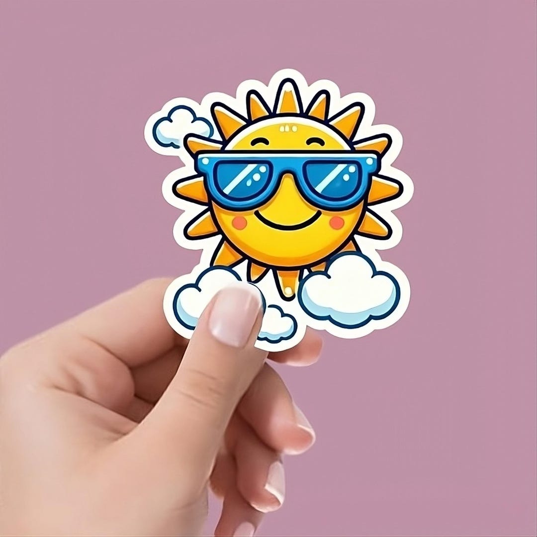 Cute Sun Sticker Vinyl Decal, Laptop Sticker, Weatherproof Decal, Cute ...
