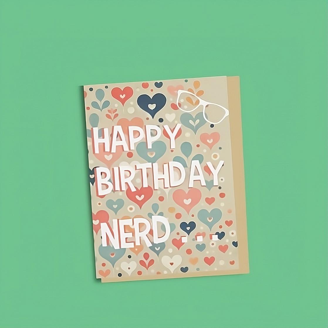 Birthday Nerd, Happy Birthday Card, Cute Geek Card, Birthday Greetings ...