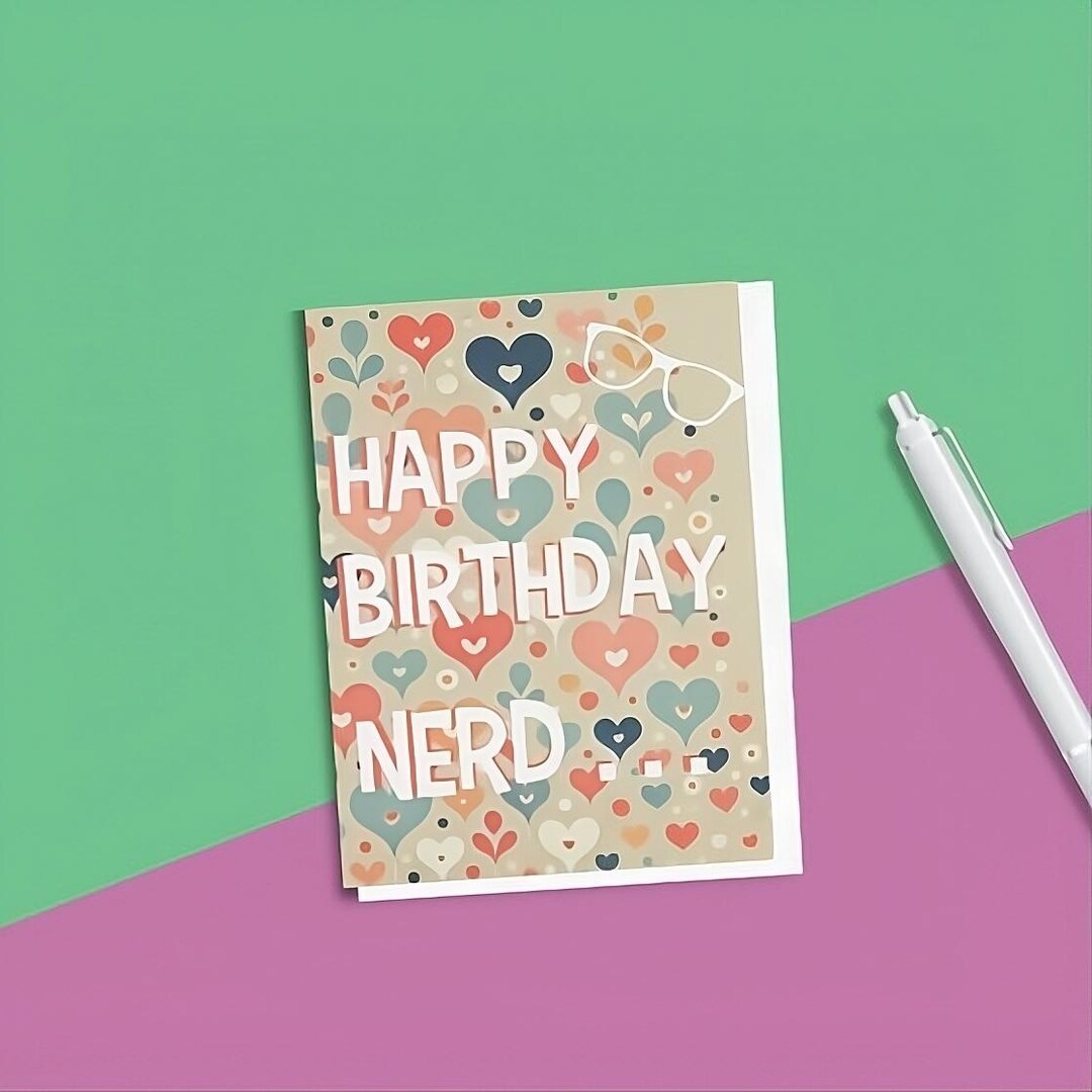 Birthday Nerd, Happy Birthday Card, Cute Geek Card, Birthday Greetings, Nerdy Birthday Cards - Etsy