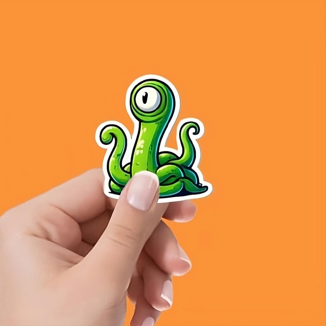 Alien Sticker Cute One-eyed Blob Character Vinyl Laptop Sticker Planner ...