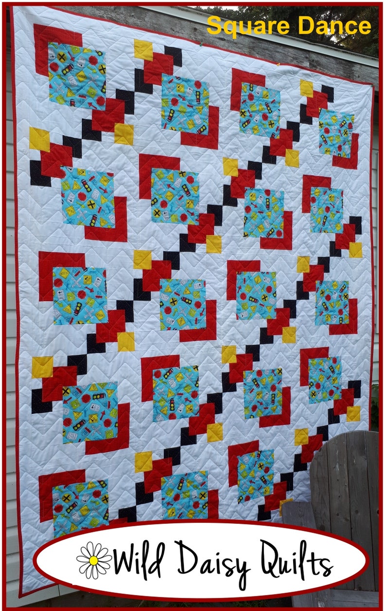 Square Dance PDF Quilt Pattern 3 sizes included Easy | Etsy