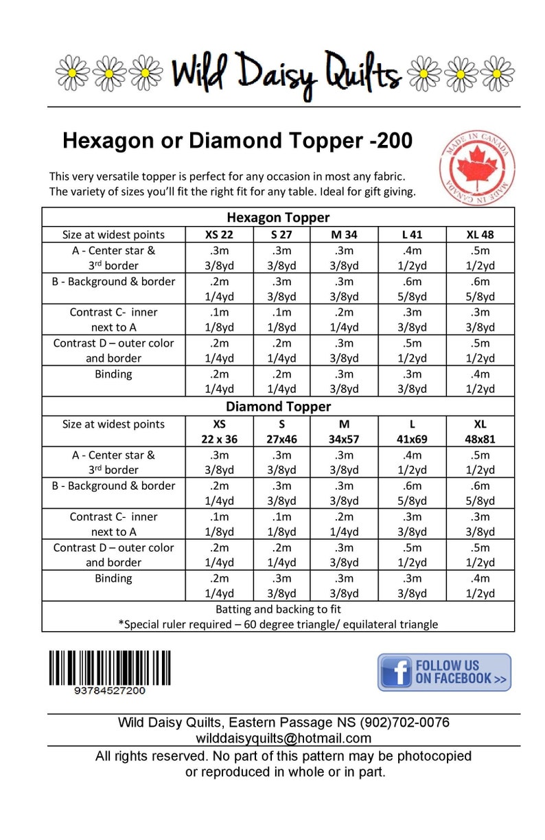 Hexagon or Diamond Table Topper Pattern PDF, Multi Sized, Instant ...