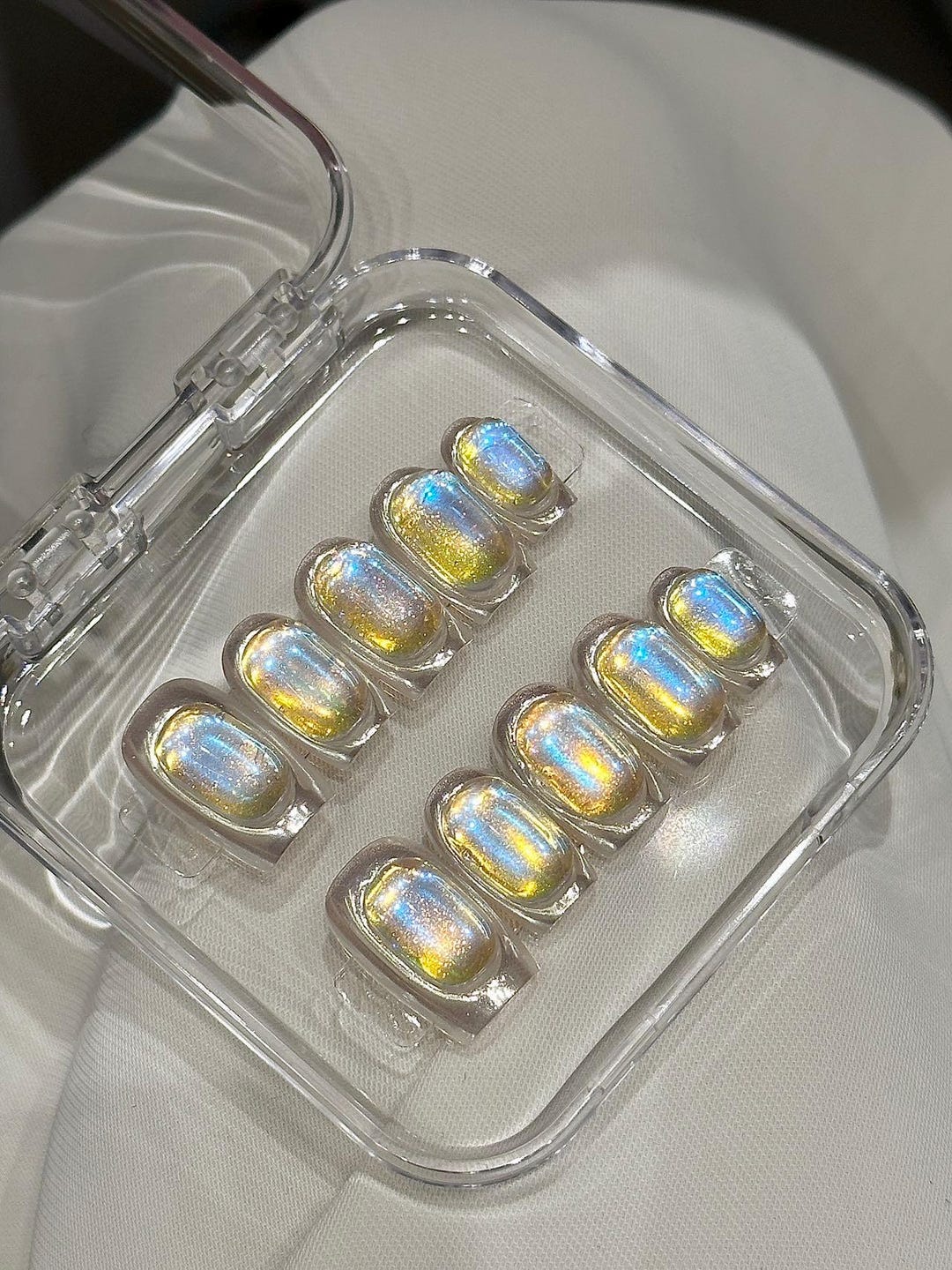 Icing Cube Press on Nails | Cute Short Summer Nails | Handmade Fake ...