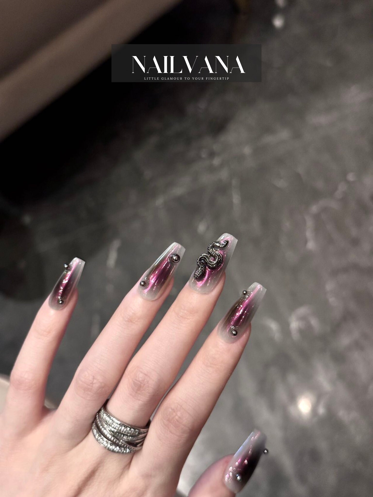 Laser Snake Press on Nails Reusable Summer Gel Nails Handmade Aliencore ...