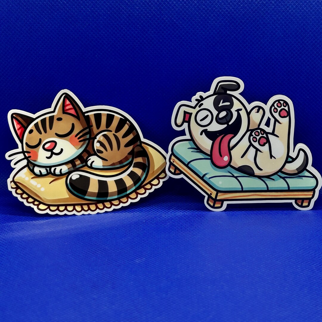Sleeping Cat and Dog Sticker Set: Weather Resistant Pet Lover Decals - Etsy