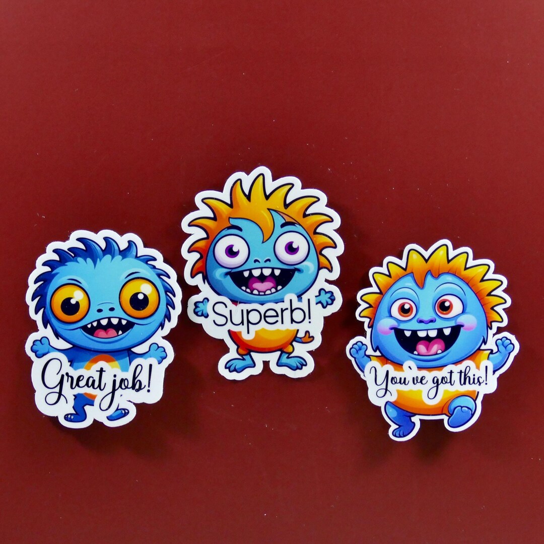 Motivation Monster Stickers: Positive Affirmations, Laminated, Set of 3 ...