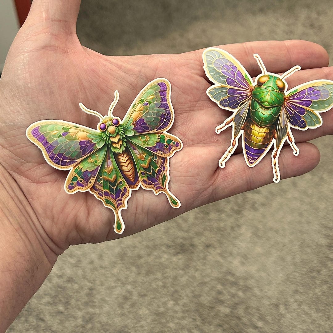 Moth and Cicada Sticker Set: Laminated Weather Resistant Decals - Etsy