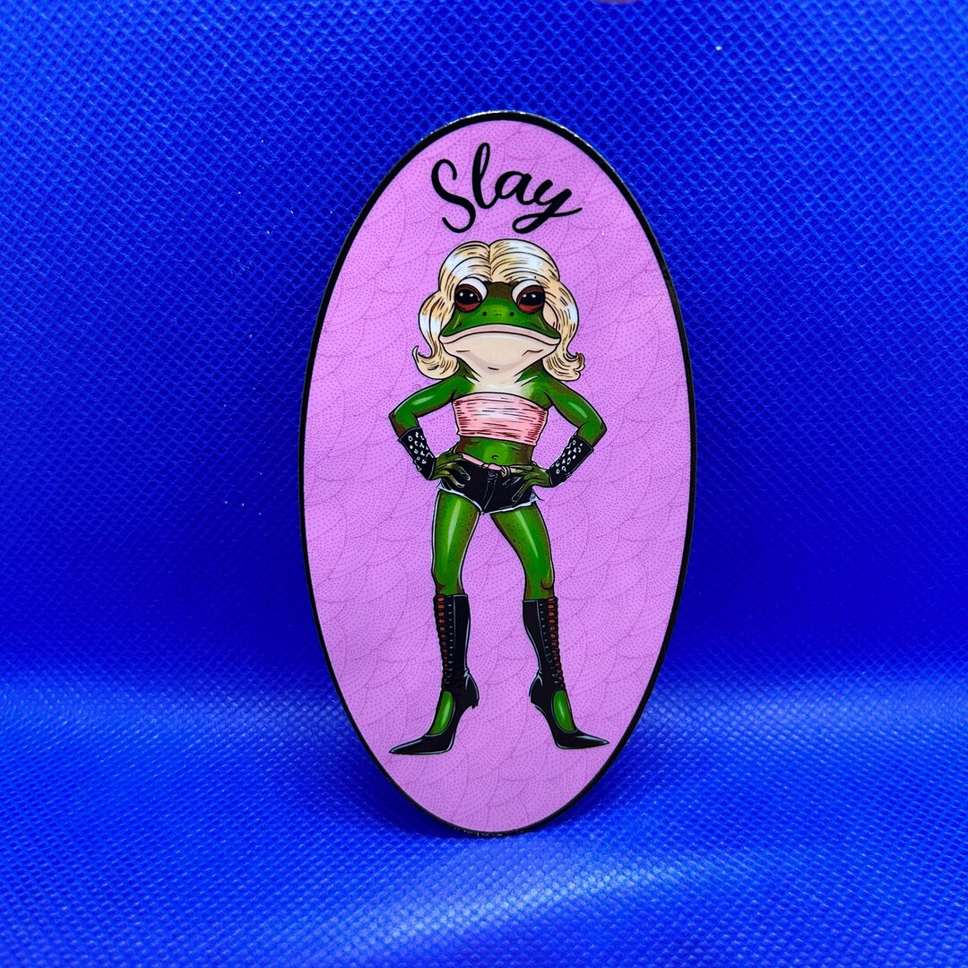 Lady Frog Sticker. Slay - Uv/weather Resistant in Oval Shape - Etsy