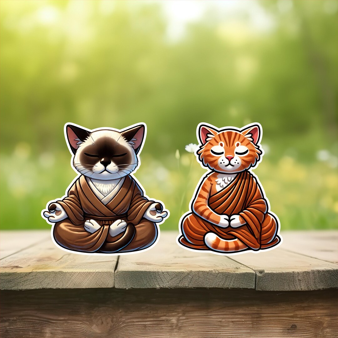 Meditating Kitty Cat Stickers - Waterproof Vinyl Laptop Decals - Etsy