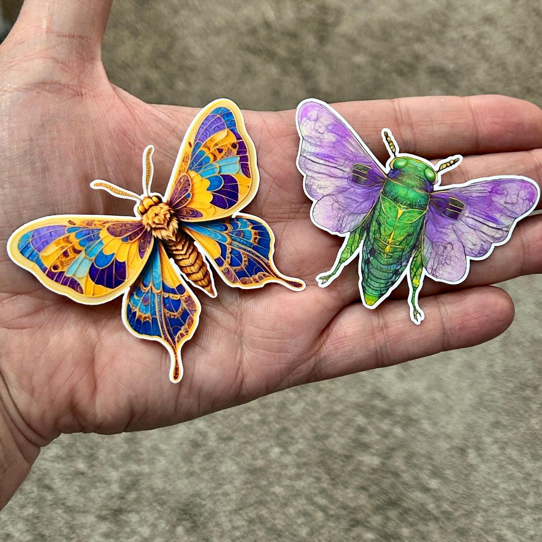 Moth and Cicada Stickers Rich Colors Great as Accents to Your ...