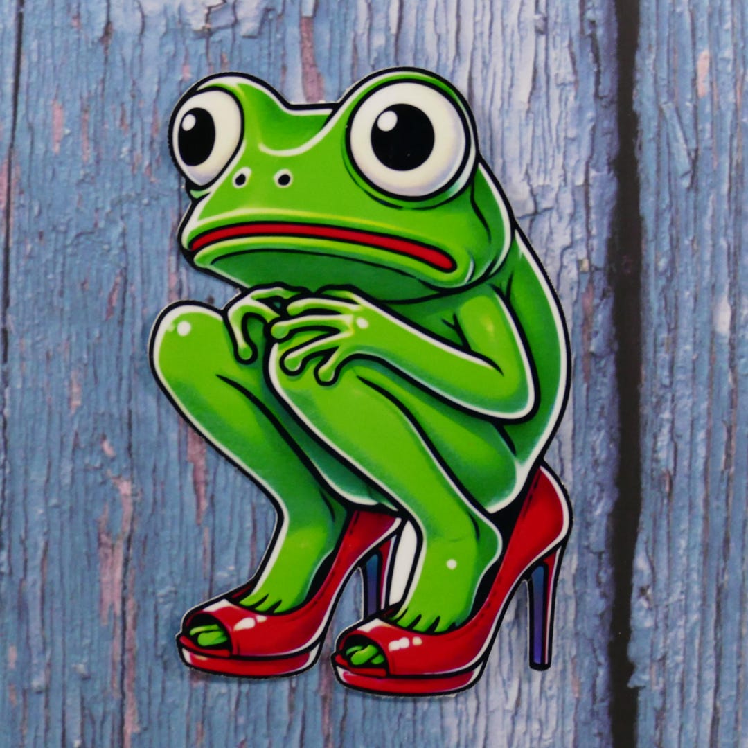 Anxiety Frog Sticker in Red Heels Sticker. Great for Skateboards or ...