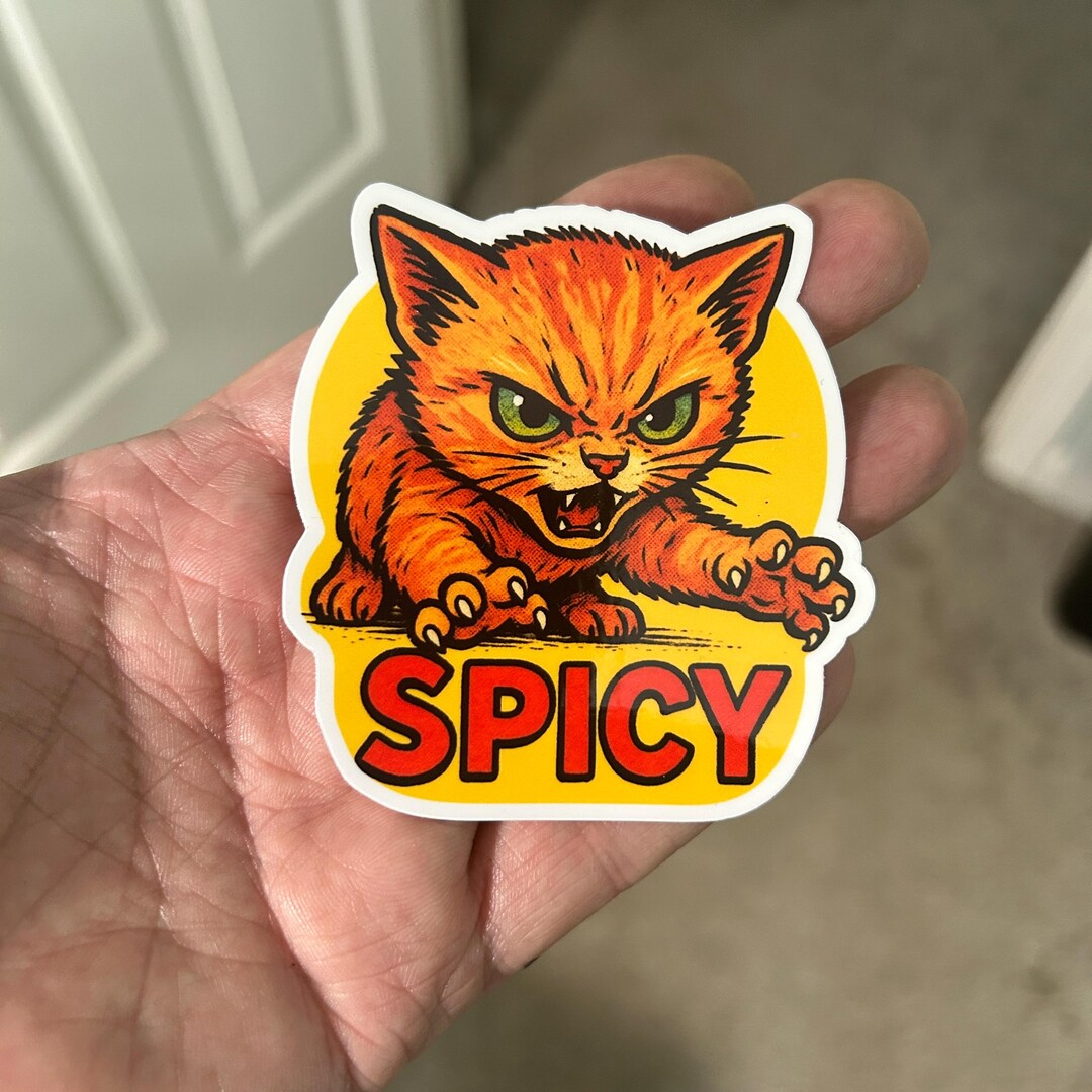 Spicy Kitty Sticker: Funny Mean Cat Decal for Laptop, Water Bottle - Etsy