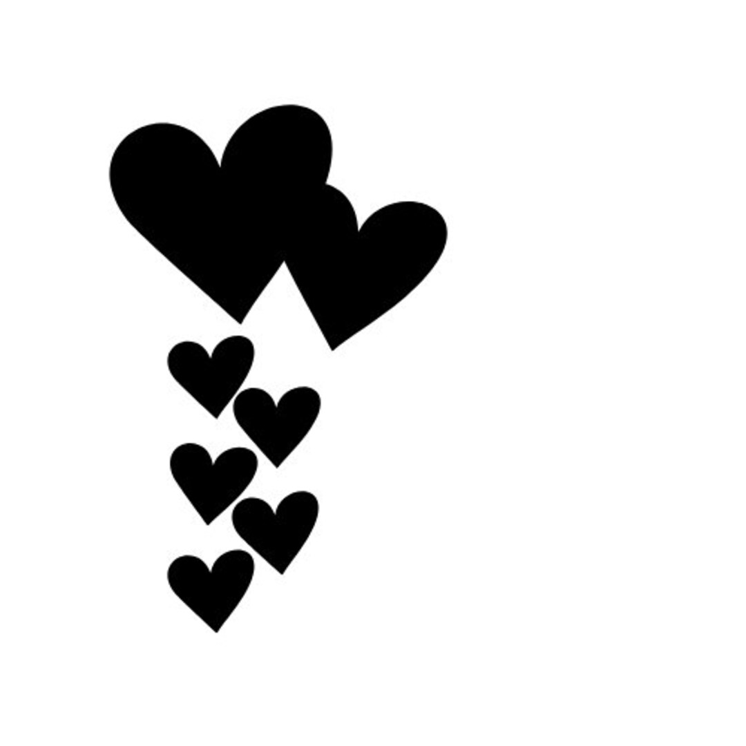Falling Hearts, Digital Svg Files Black and Red, and PNG Files Black ...