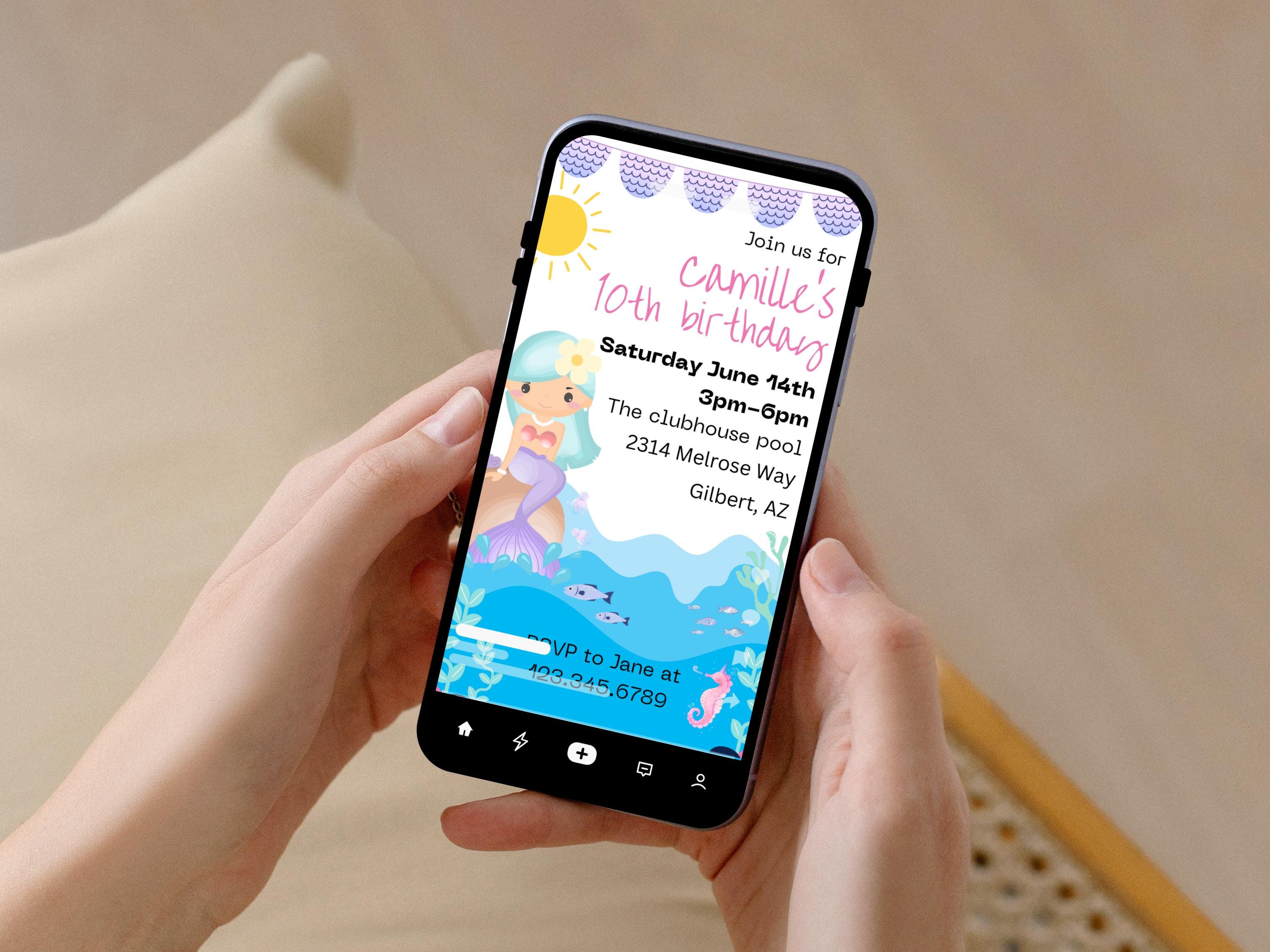 Editable Mermaid Birthday Invitation Template, Digital Download and ...