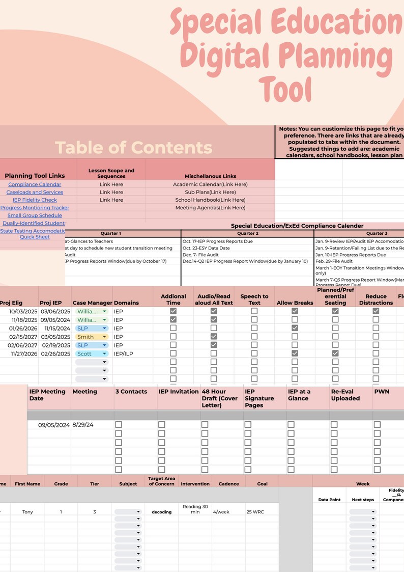 Digital Special Education IEP and Progress Monitoring Planning Tool - Etsy