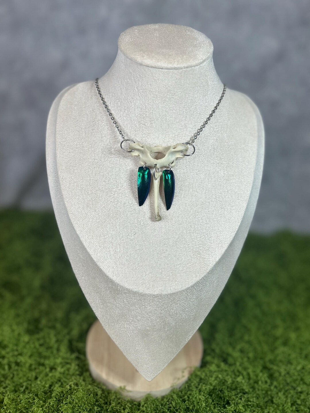 Raccoon Bone & Beetle Wing Necklace OOAK - Etsy