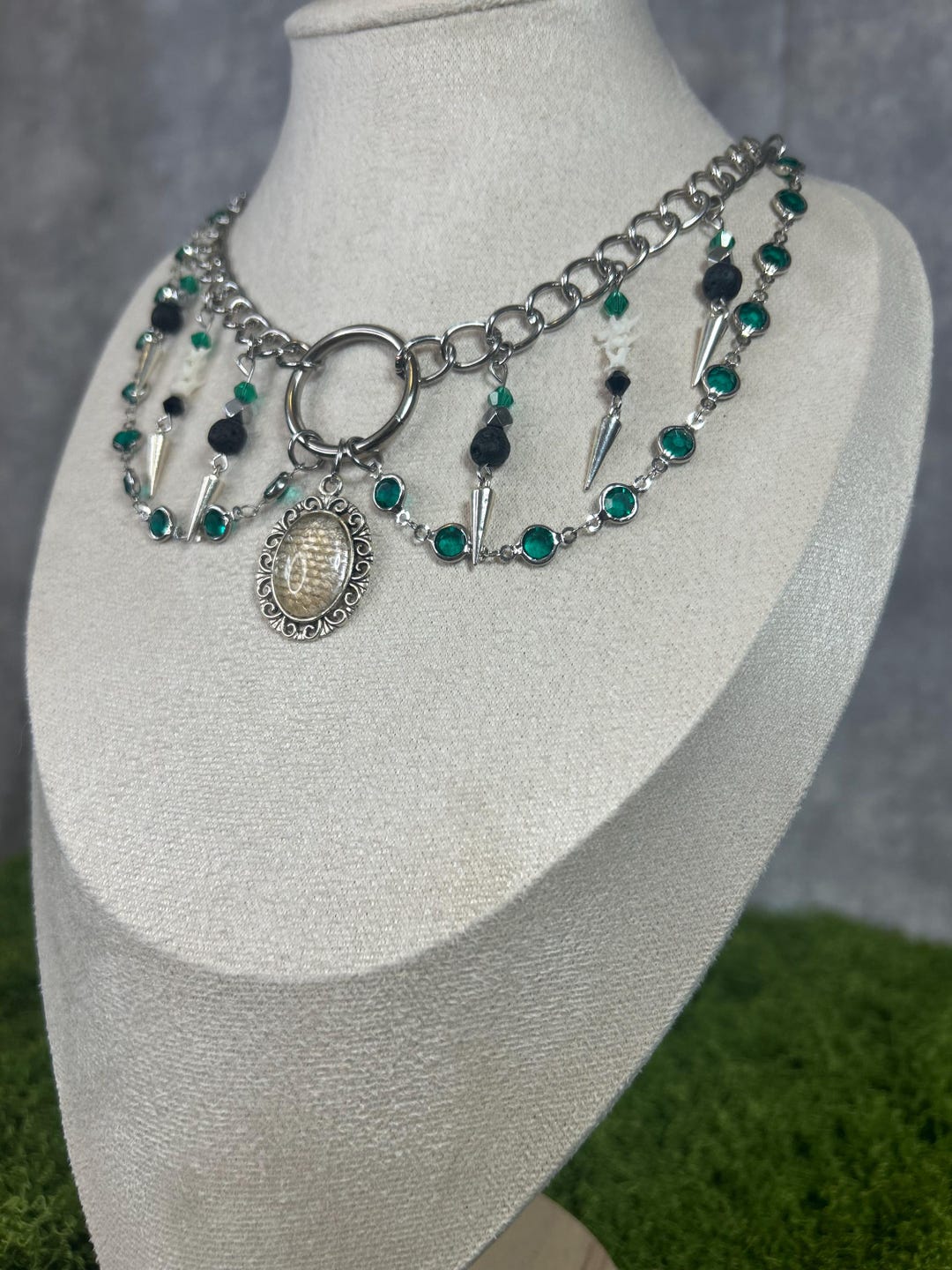 Gothic Spiked Snake Vertebrae Choker Collar Necklace With Shed Skin ...