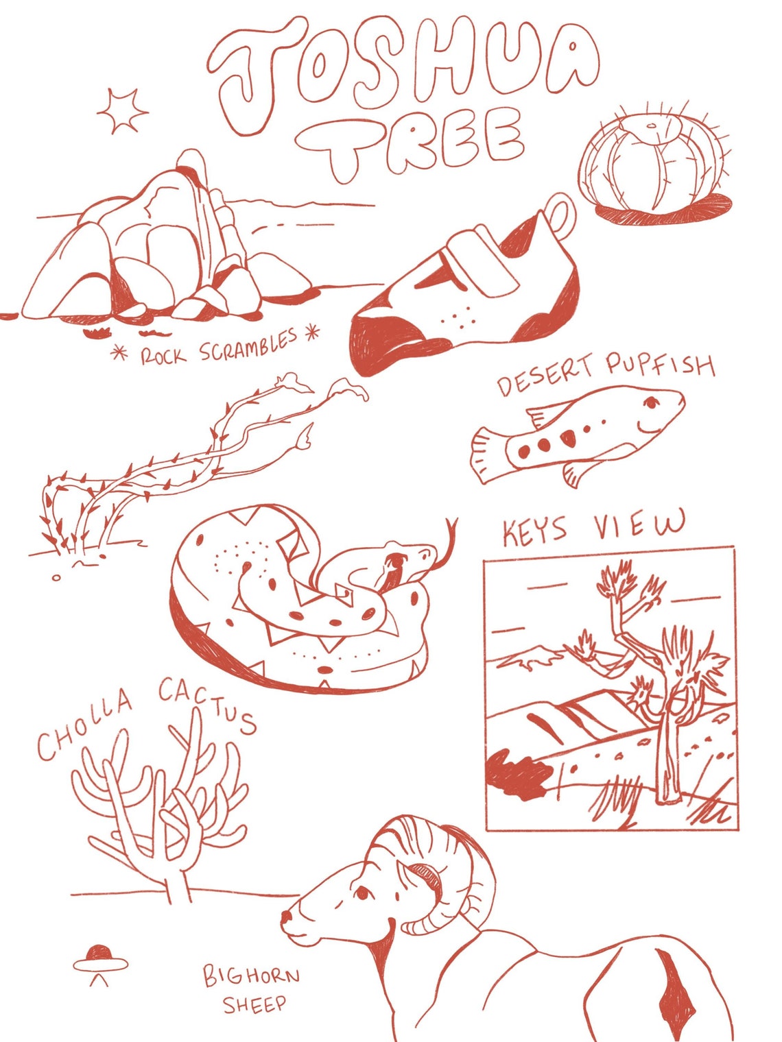 Joshua Tree Line Art Print - Etsy