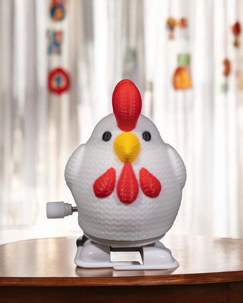 Vintage Style Wind up Chicken Toy - Retro Inspired 3D Printed ...