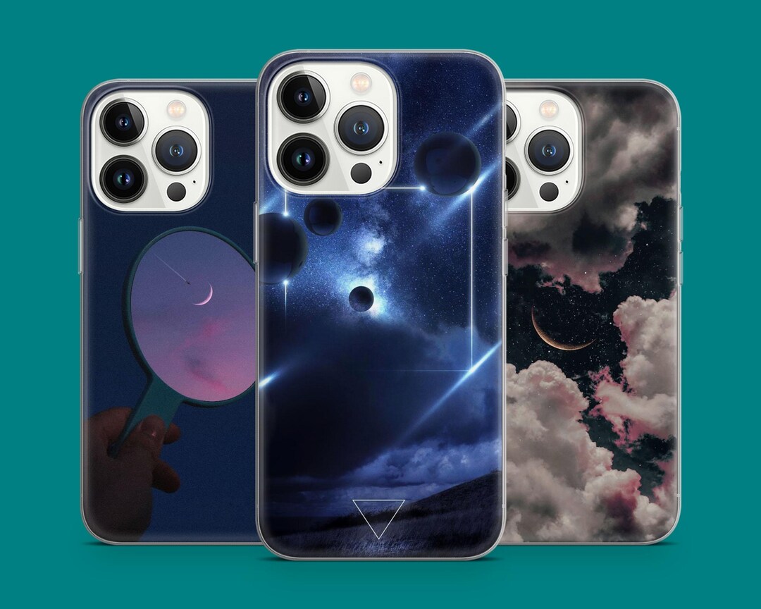 Dreamy Night Sky Phone Case Celestial Moon Mirror Reflection Phone ...