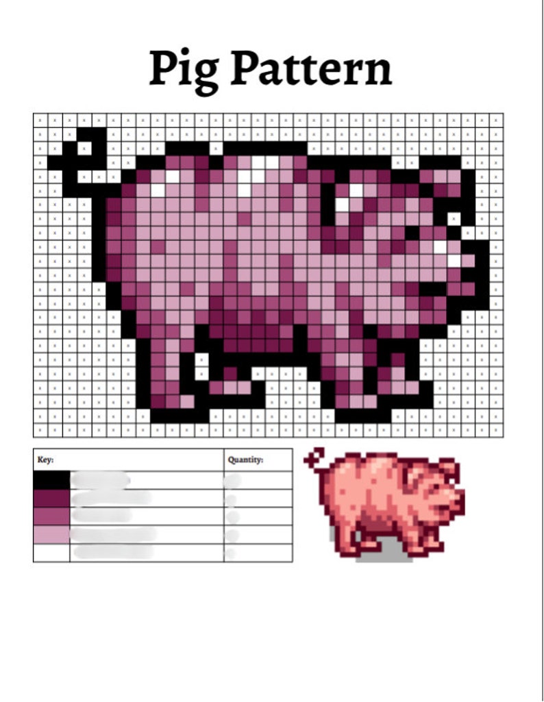 Stardew Valley Barn Animals Perler Bead Template - White & Brown Cow ...