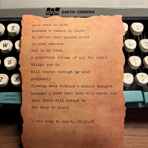 Personalized Custom Poetry Typed on Vintage Typewriter Made to Order - Etsy