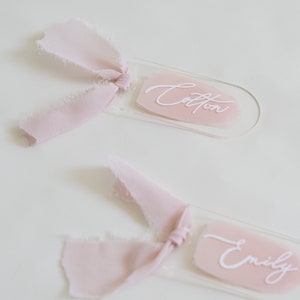 Personalized Pink Acrylic Name Tags With Handwritten Calligraphy,place ...