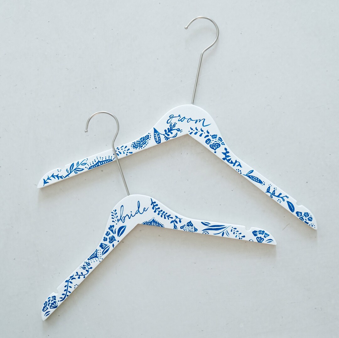 Boho Hand-painted Custom Wedding Hangers - Personalized Bride and Groom ...